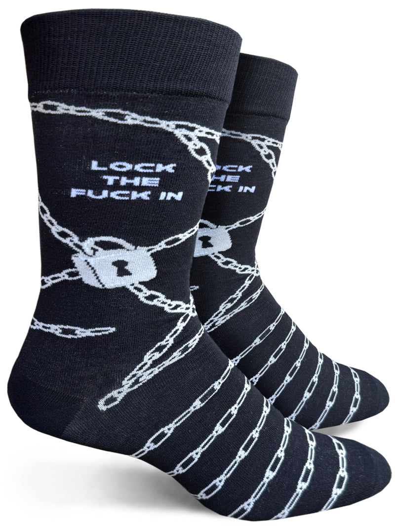 Lock The Fuck In Mens Crew Socks – Groovy Things co